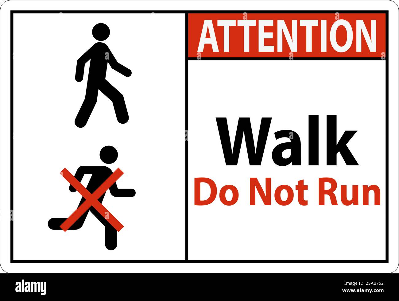 No Running Safety Sign, Attention - Walk, Do Not Run Stock Vector Image ...
