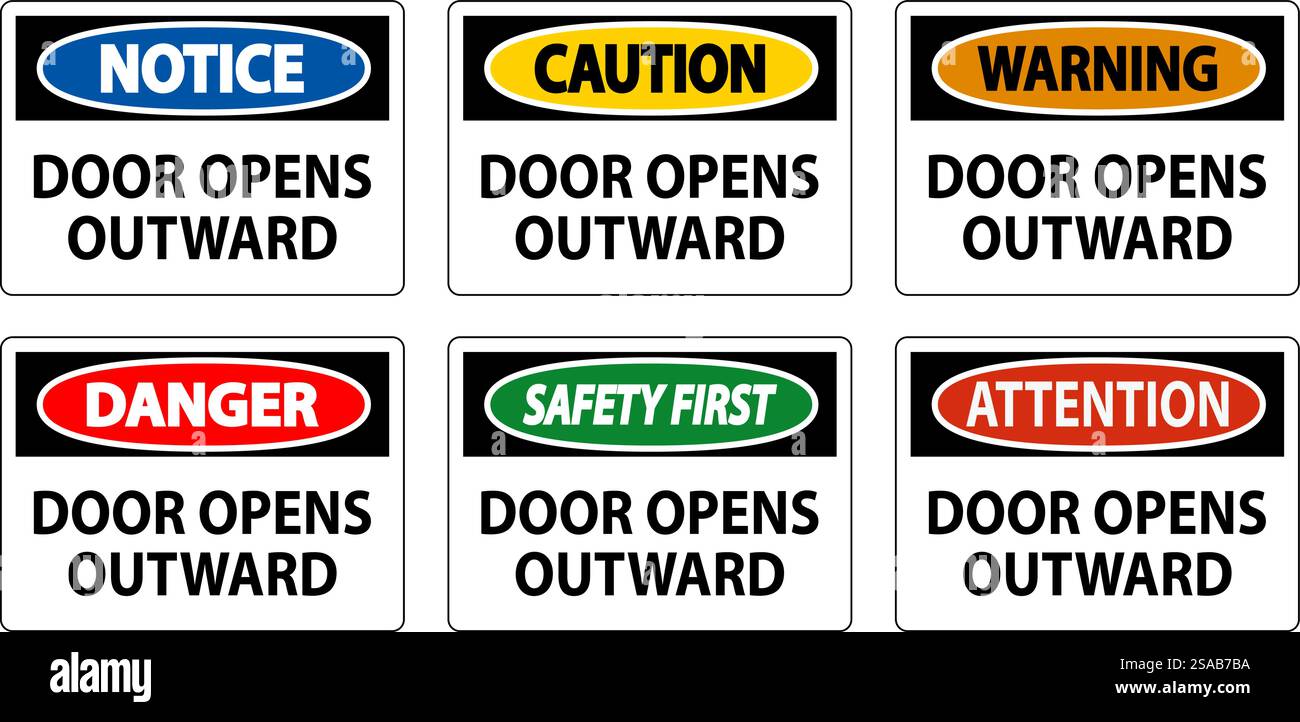 Caution Sign Door Opens Outward Stock Vector Image & Art - Alamy