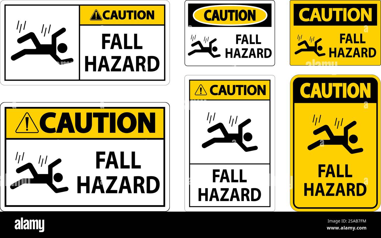Caution Sign, Fall Hazard Stock Vector Image & Art - Alamy