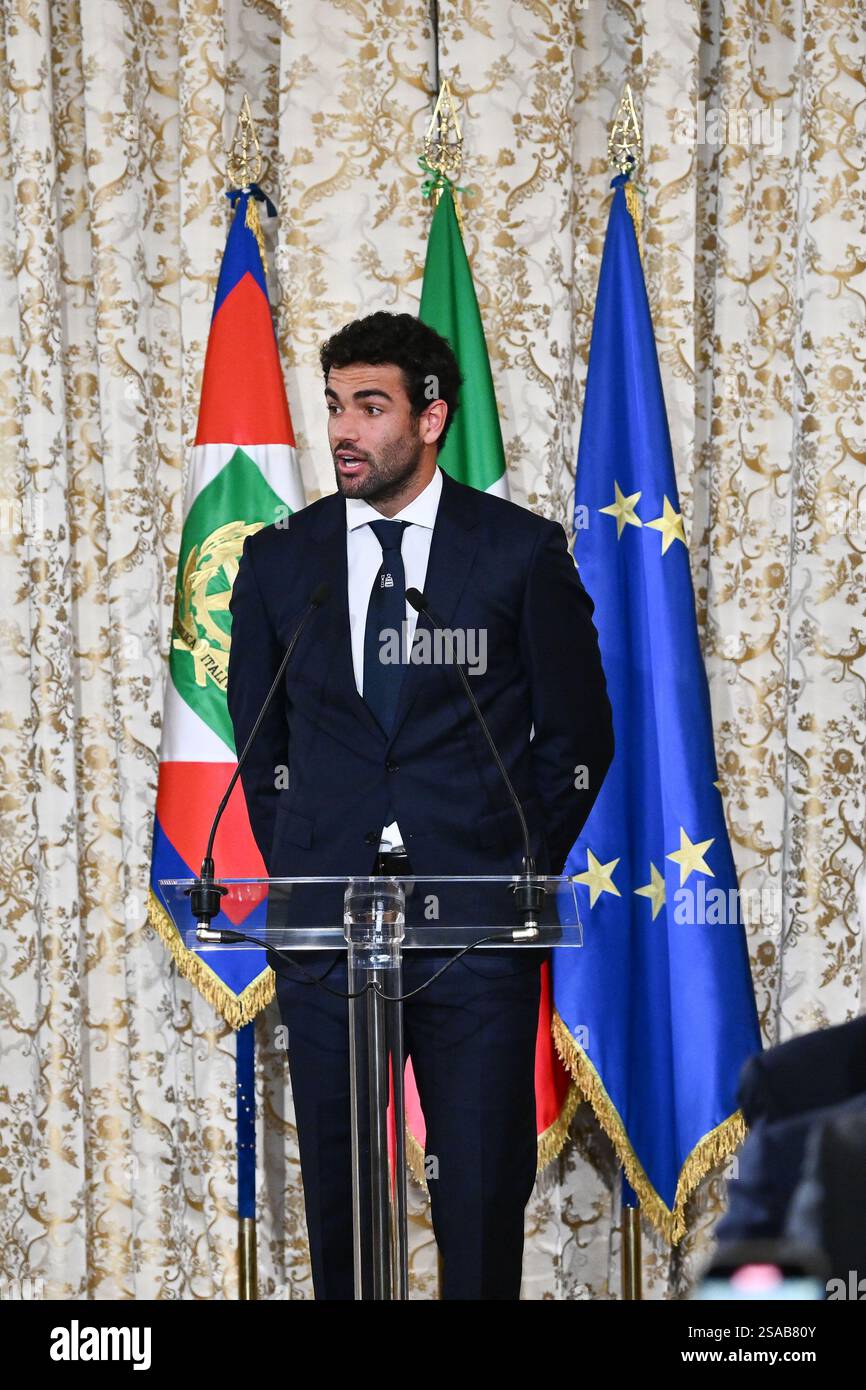 Matteo Berrettini during the meeting with the President of the Italian ...