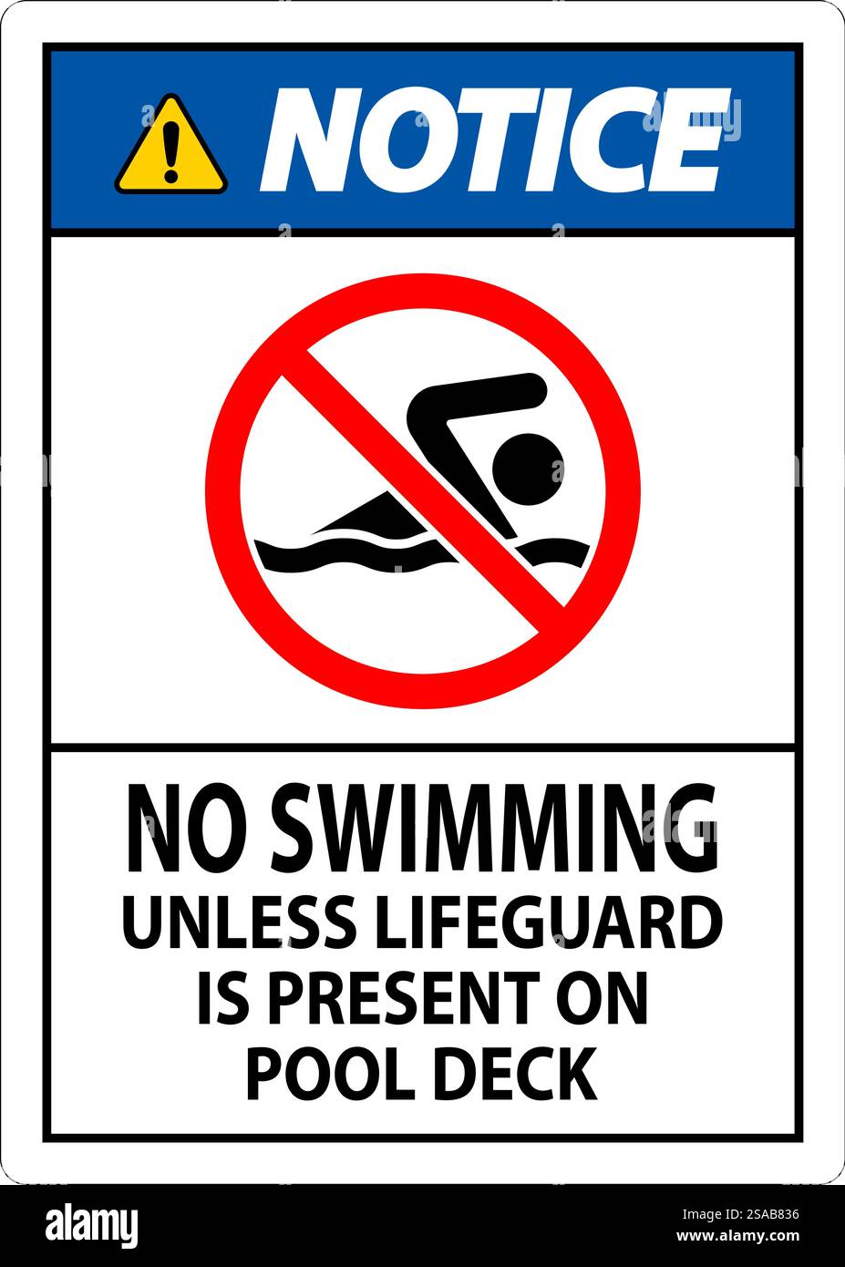 Notice Pool Sign No Swimming Unless Lifeguard Is Present On Pool Deck ...
