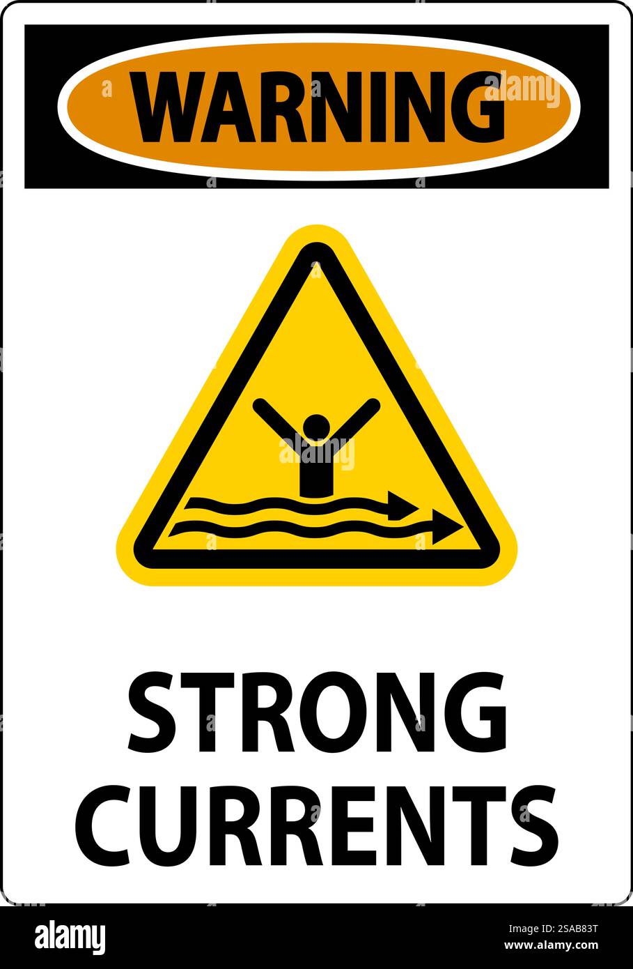 Water Safety Sign Warning - Strong Currents Stock Vector Image & Art ...