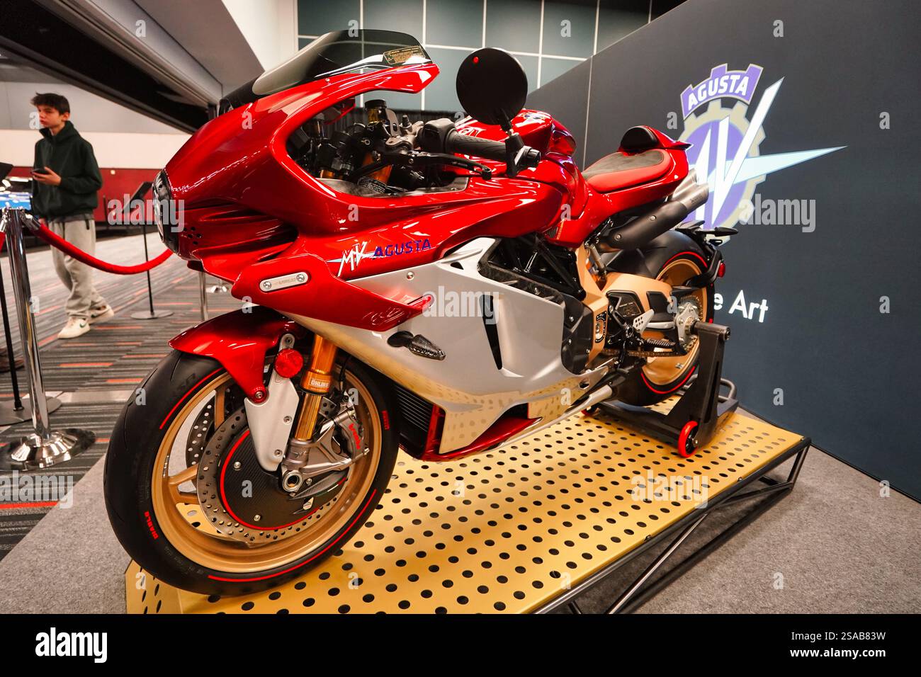 Agusta hi-performance motorcycle on display Stock Photo - Alamy