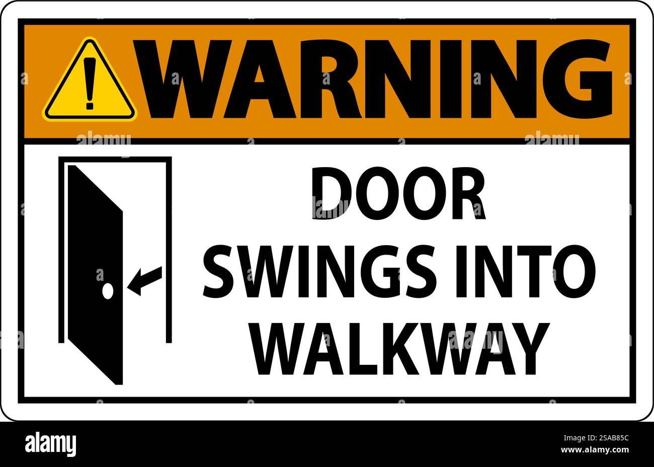 Warning Sign, Door Swings Into Walkway Stock Vector Image & Art - Alamy