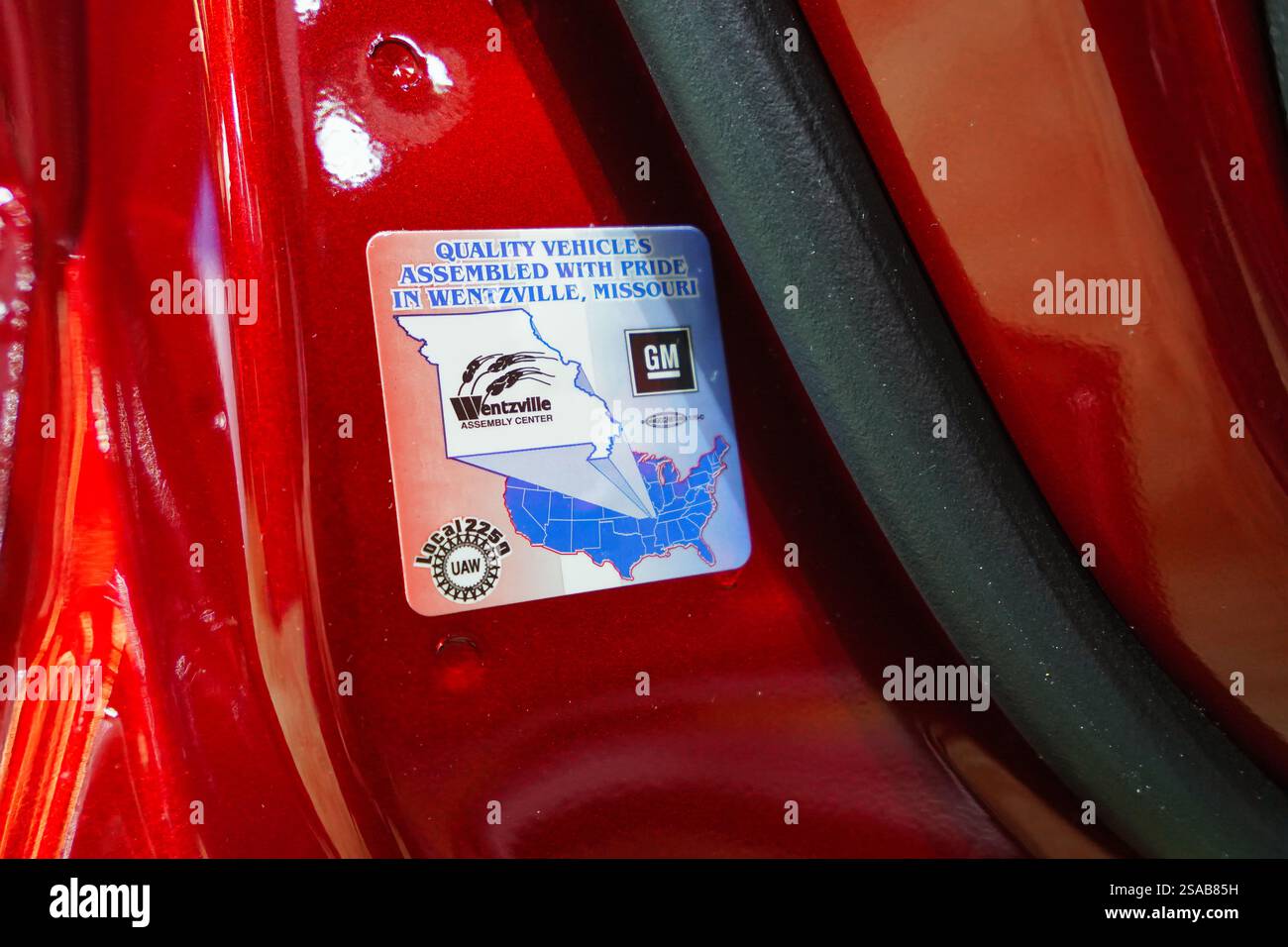 Sticker indicating US made vehicles Stock Photo - Alamy