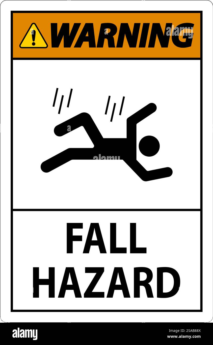 Warning Sign, Fall Hazard Stock Vector Image & Art - Alamy