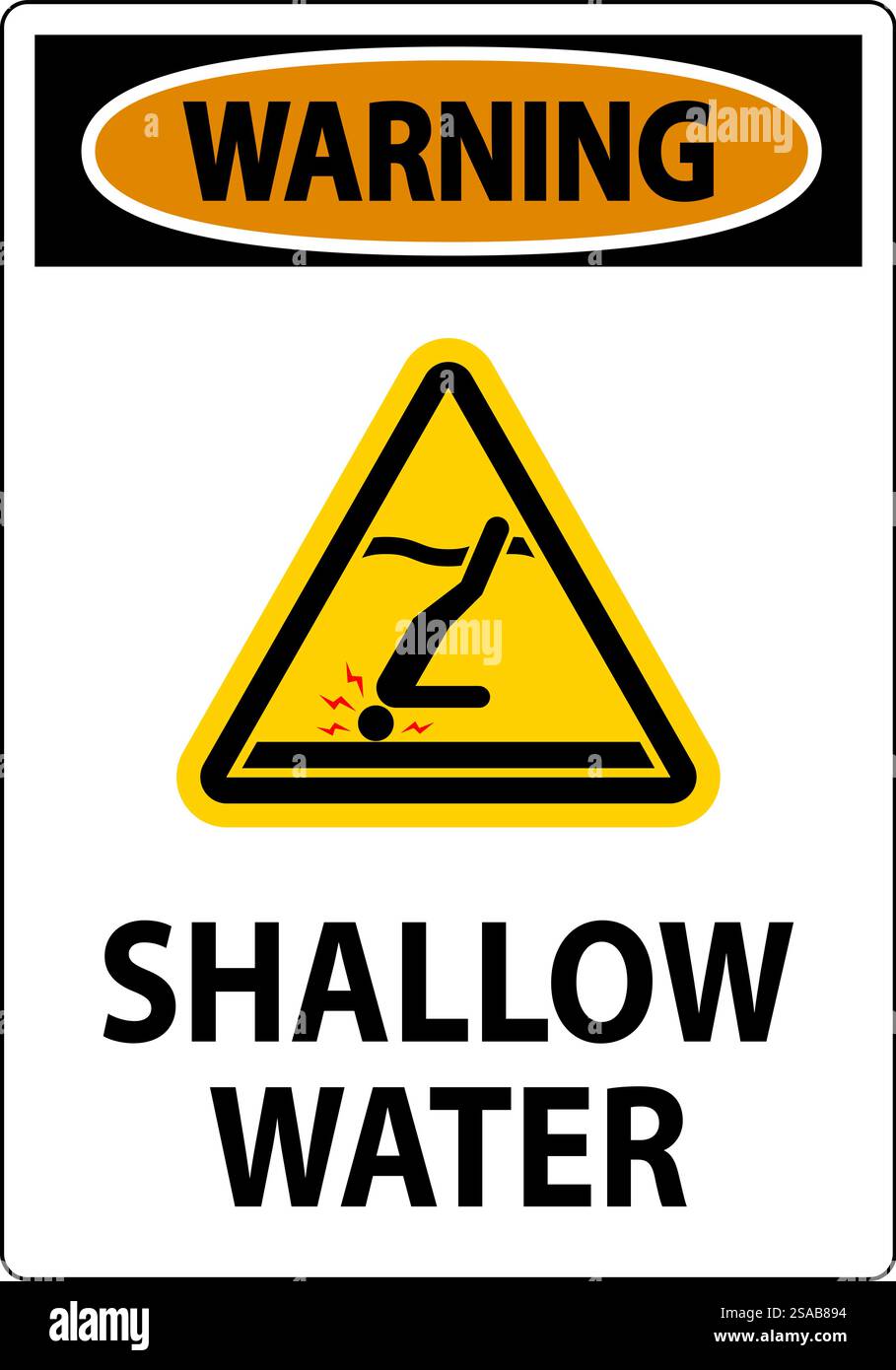 Water Safety Sign Warning - Shallow Water Stock Vector Image & Art - Alamy