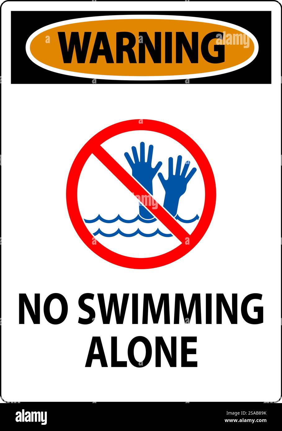 Pool Safety Sign Warning, No Swimming Alone Stock Vector Image & Art ...