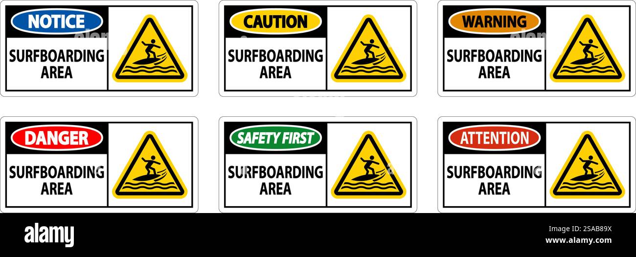 Water Safety Sign Warning - Surfboarding Area Stock Vector Image & Art ...