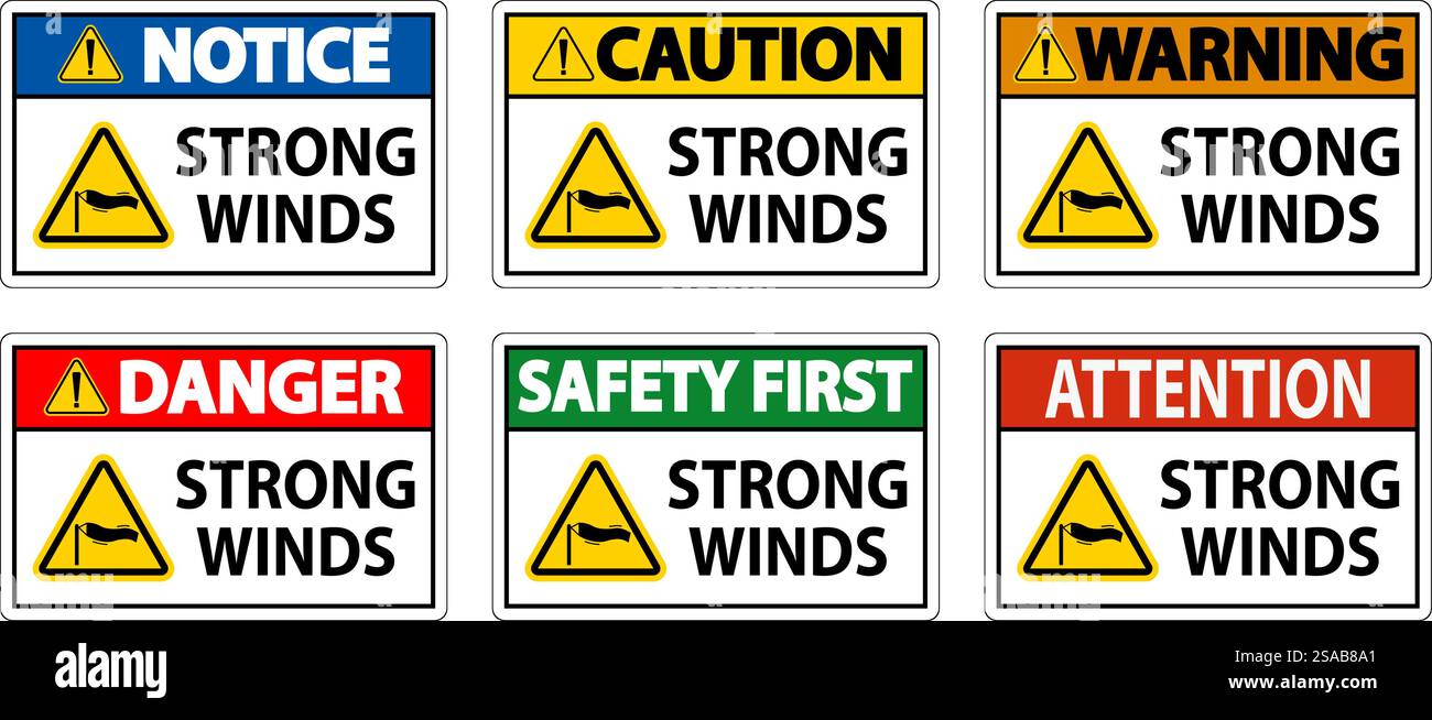 Water Safety Sign Warning - Strong Winds Stock Vector Image & Art - Alamy