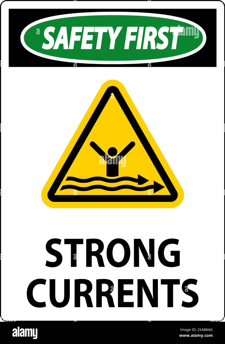 Water Safety First Sign - Strong Currents Stock Vector Image & Art - Alamy