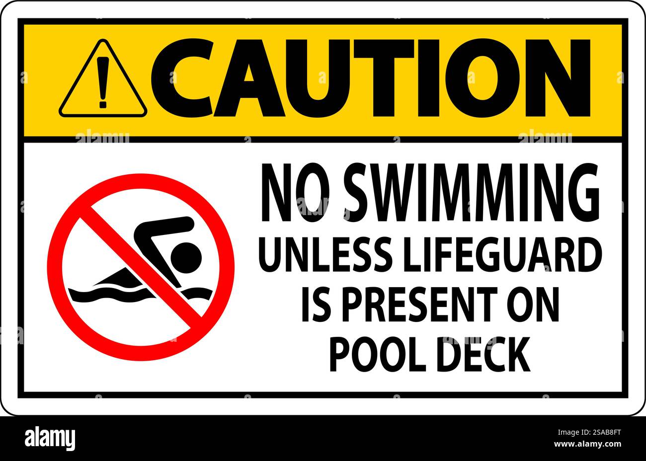 Caution Pool Sign No Swimming Unless Lifeguard Is Present On Pool Deck ...