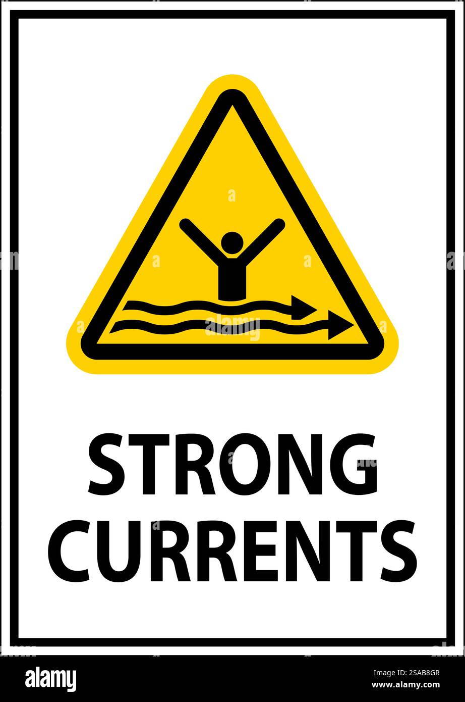 Water Safety Sign Warning - Strong Currents Stock Vector Image & Art ...