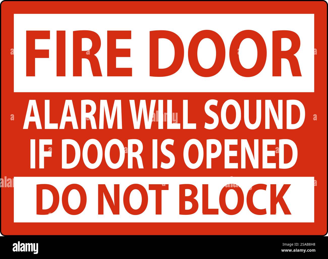 Fire and Emergency Sign, Fire Door Alarm Will Sound If Door Is Opened ...