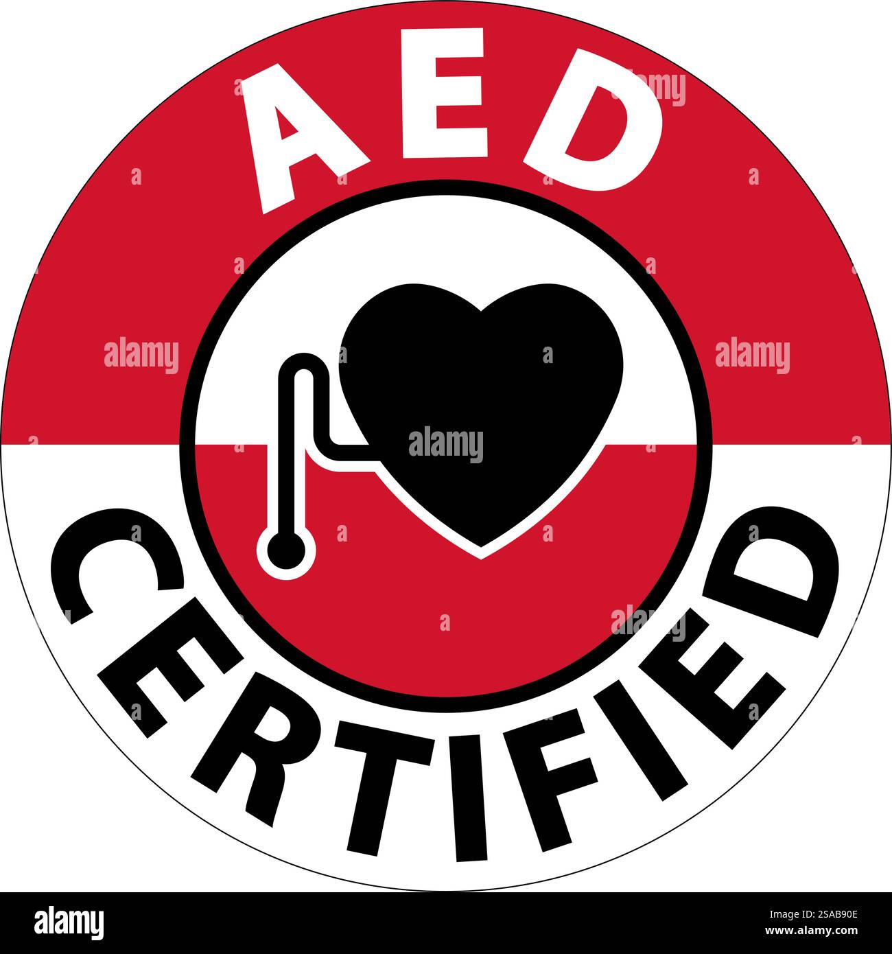 Emergency AED Certified Sign, Heart with AED Stock Vector Image & Art ...