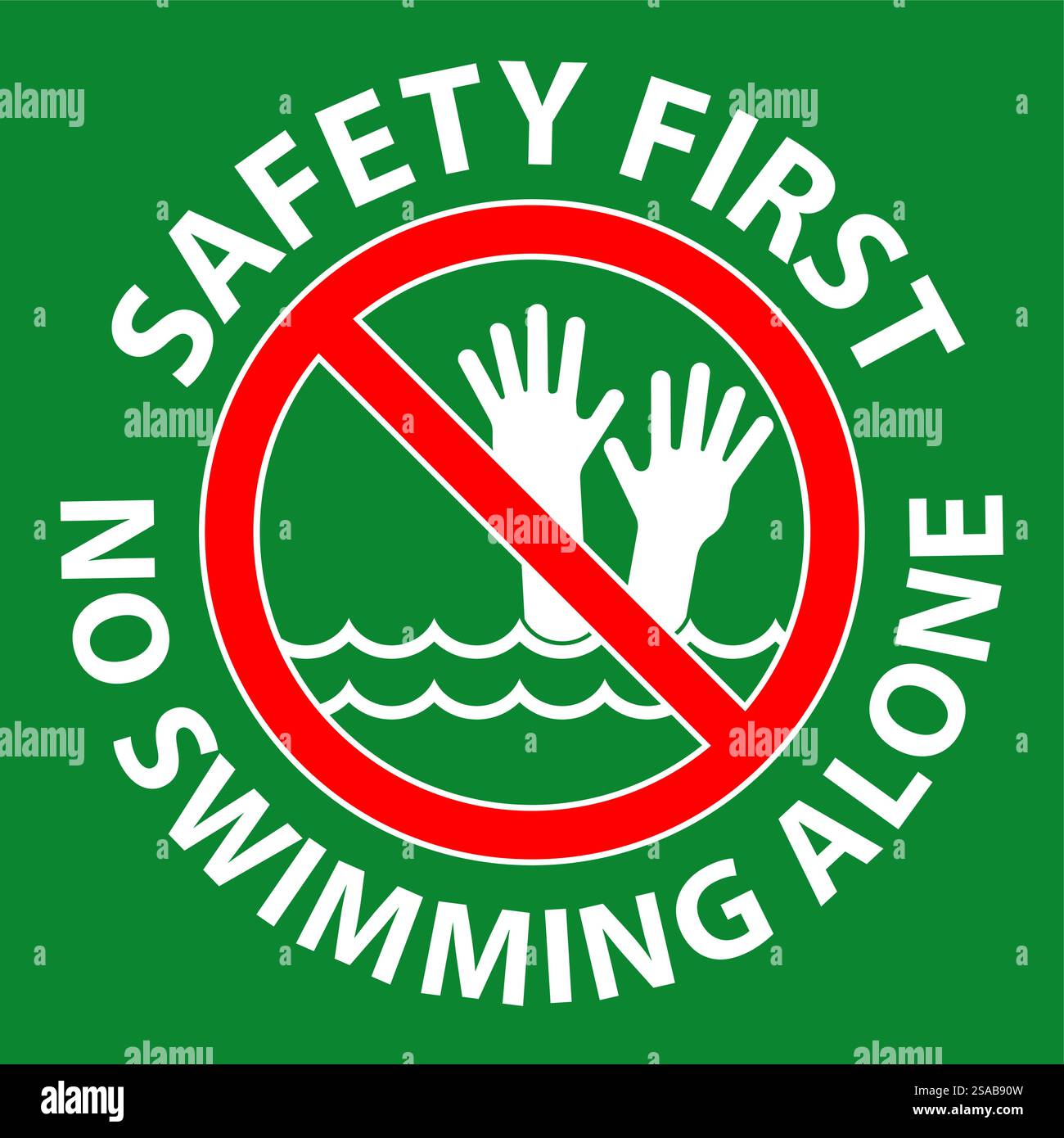 Pool Safety First Sign, No Swimming Alone Stock Vector Image & Art - Alamy