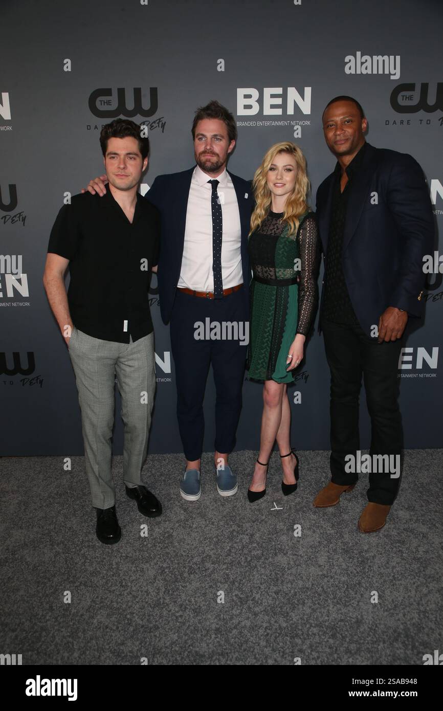 Ben Lewis, Stephen Amell, Katherine McNamara and David Ramsey at The CW ...