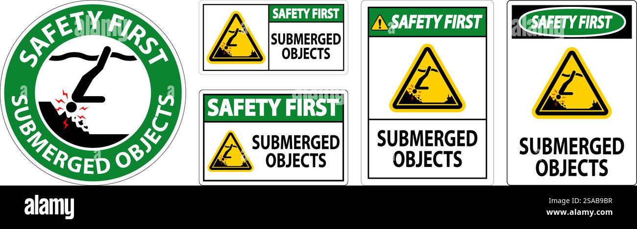 Water Safety First Sign - Submerged Objects Stock Vector Image & Art ...