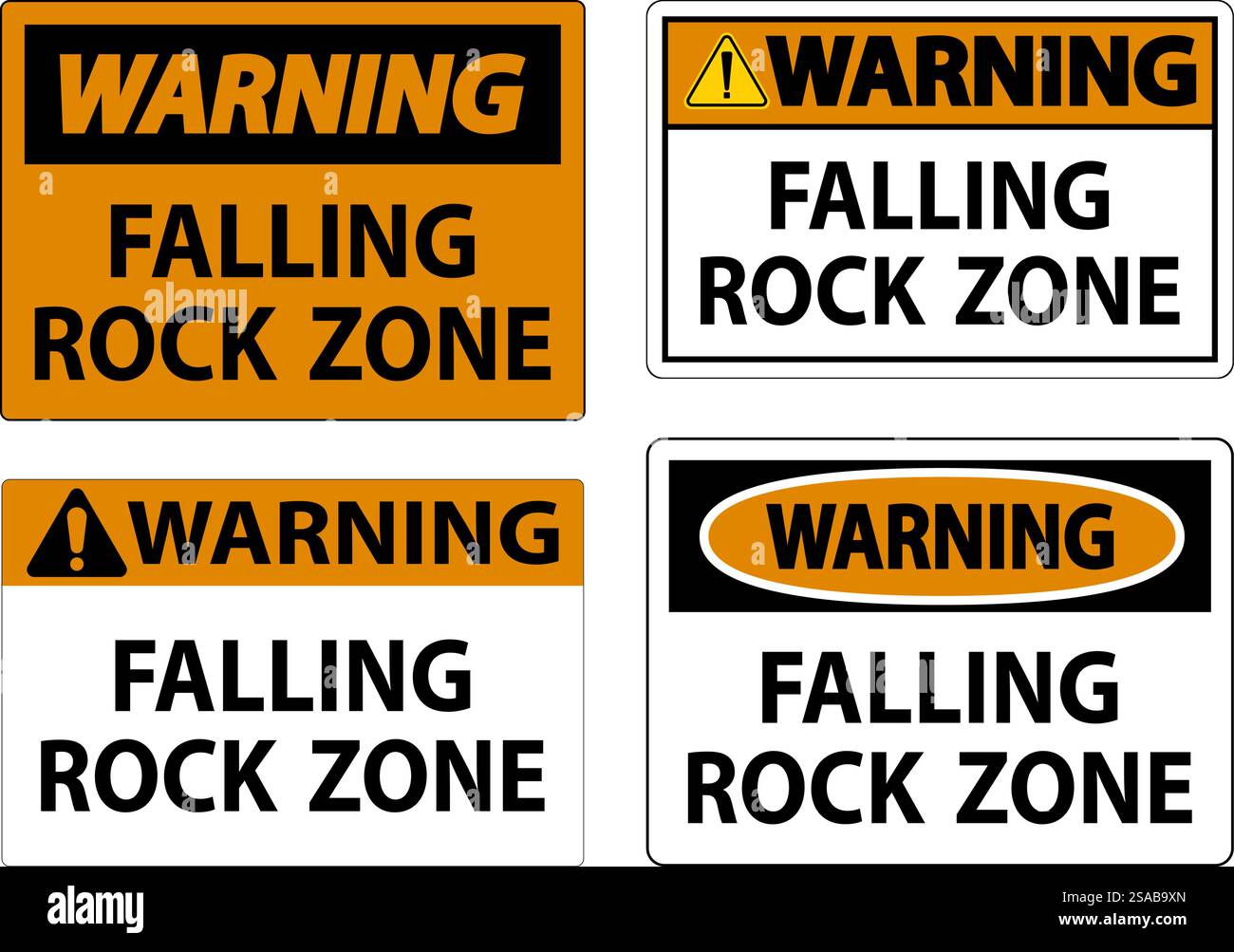 Warning Sign, Falling Rock Zone Stock Vector Image & Art - Alamy