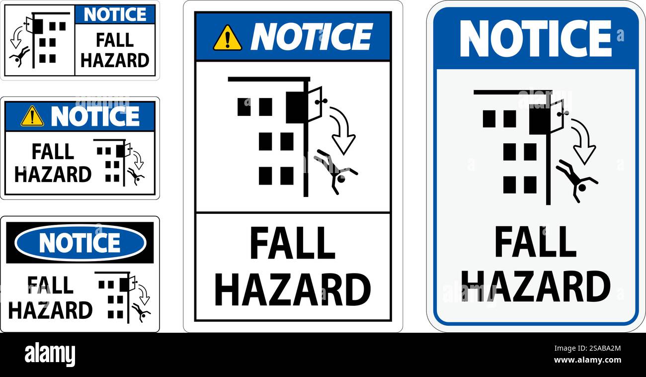 Notice Sign, Fall Hazard Stock Vector Image & Art - Alamy