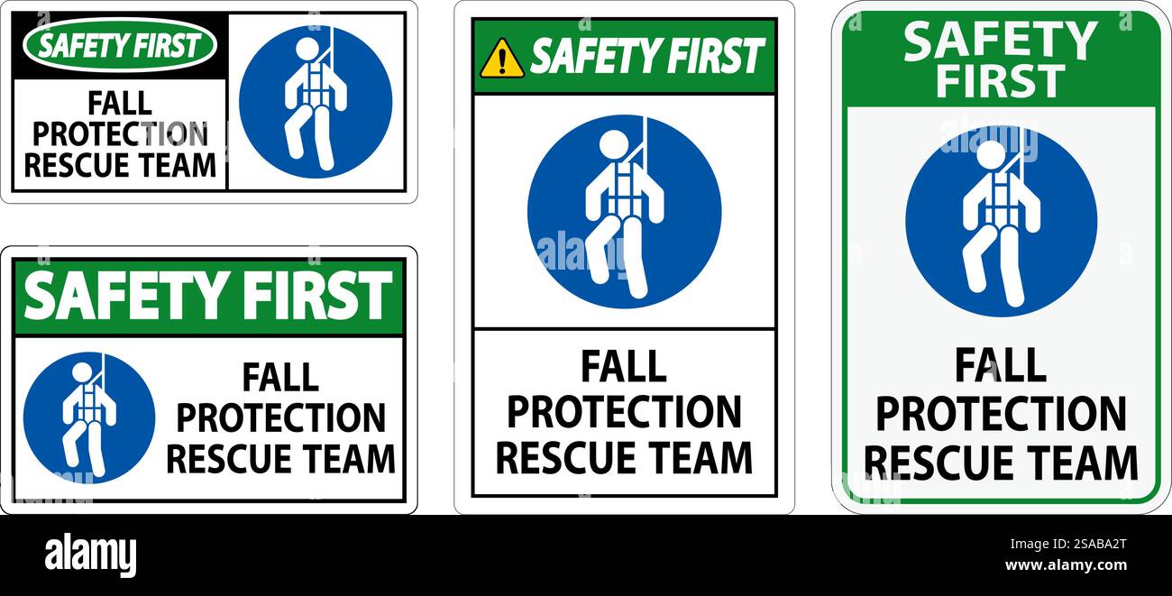 Hard Hat Decals, Safety First Fall Protection Rescue Team Stock Vector ...