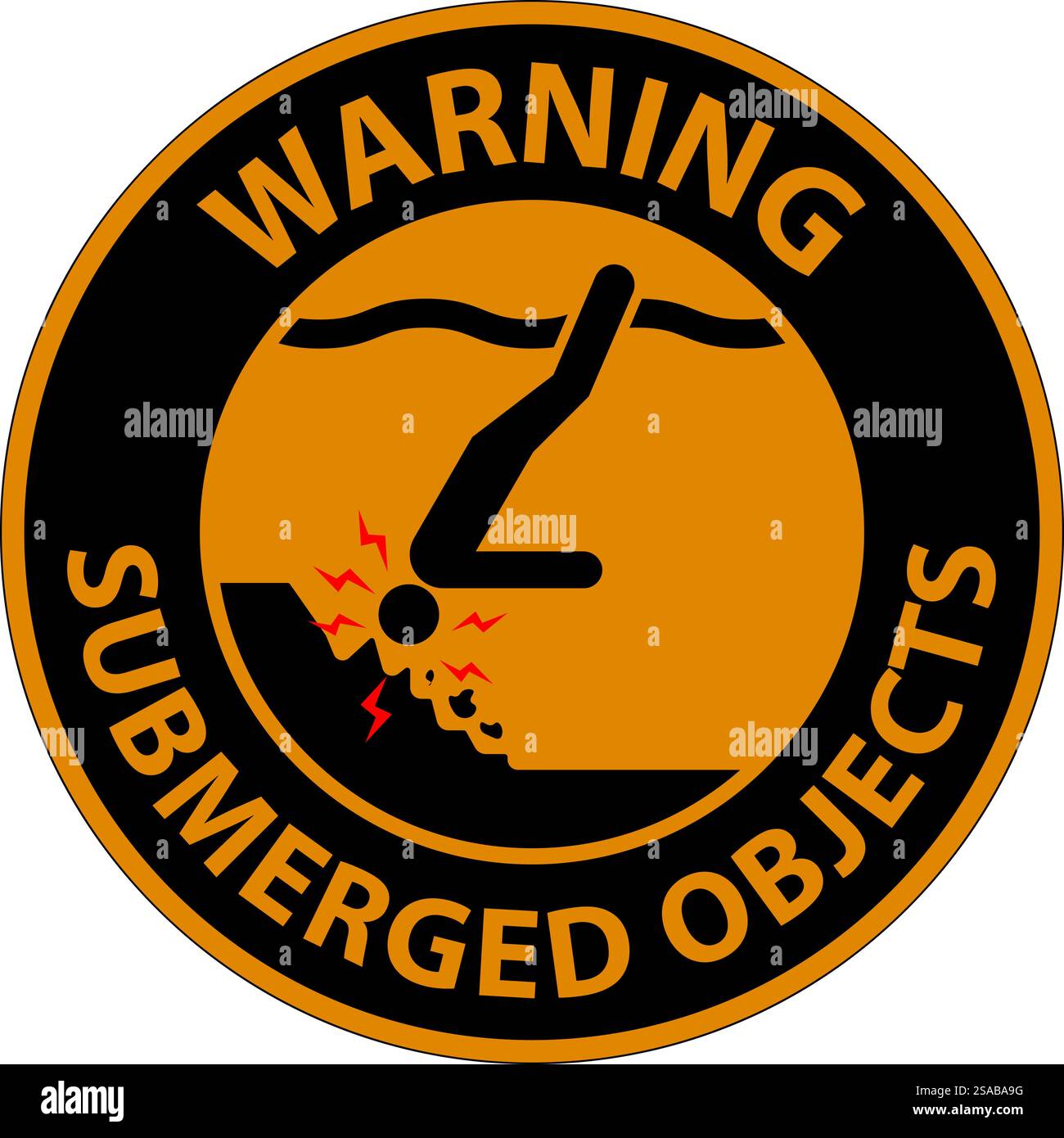 Water Safety Sign Warning - Submerged Objects Stock Vector Image & Art ...