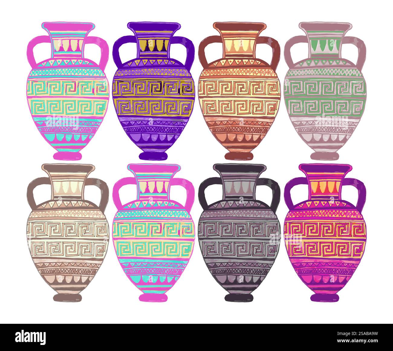 Greek Vases in A Trendy Minimal Linear Style. Vector Illustrations of ...