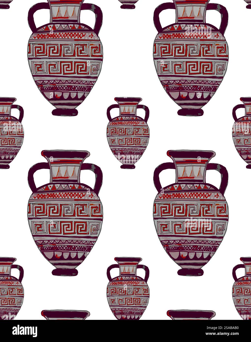 Seamless pattern with ancient Greek vases. Antique ceramic art. Vector ...