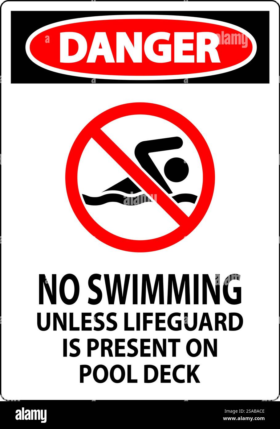 Danger Pool Sign No Swimming Unless Lifeguard Is Present On Pool Deck ...