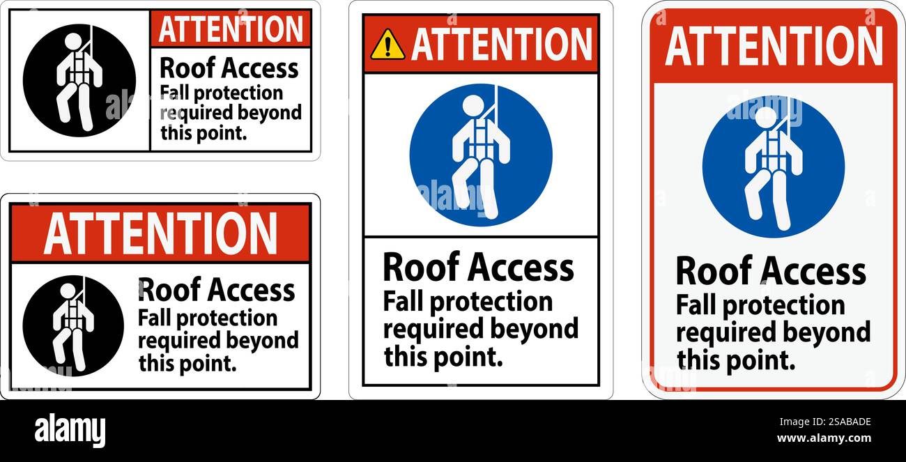Attention Sign, Roof Access - Fall Protection Required Beyond This ...