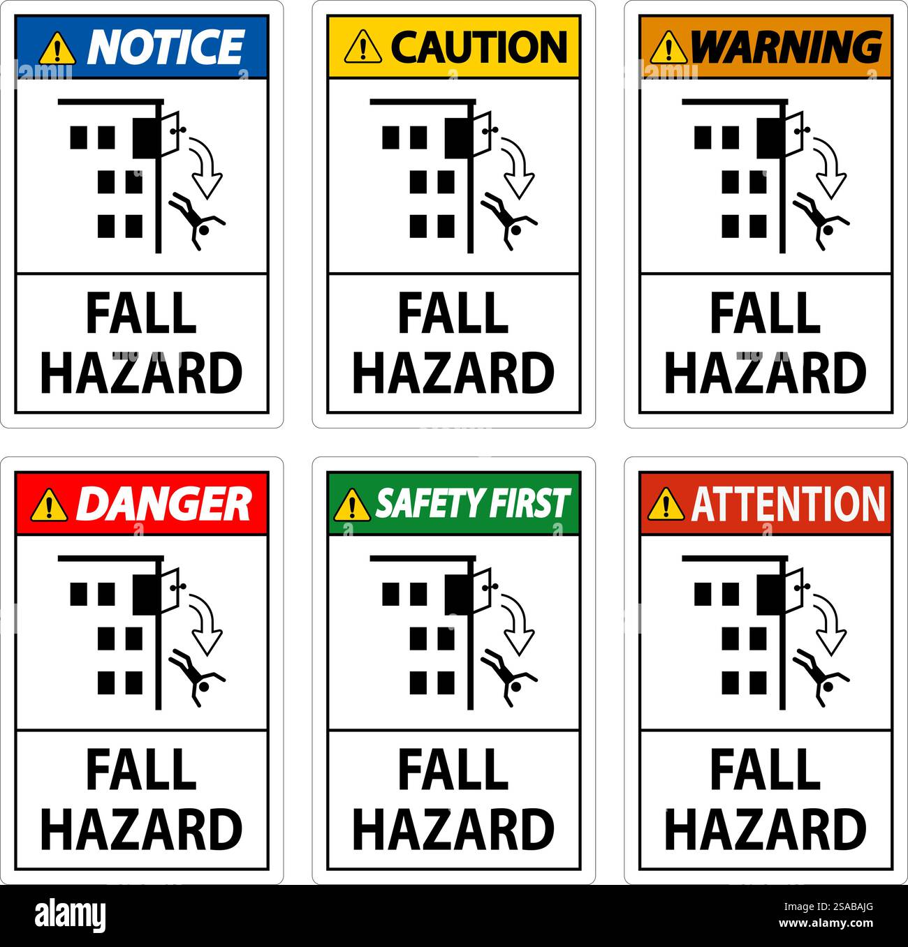 Caution Sign, Fall Hazard Stock Vector Image & Art - Alamy