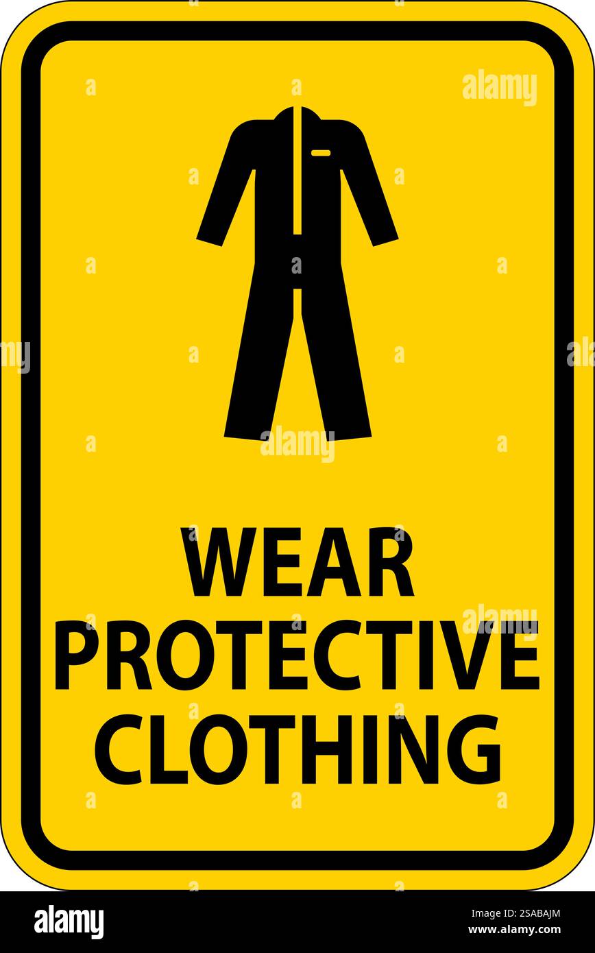Caution Wear protective clothing sign on white background Stock Vector ...