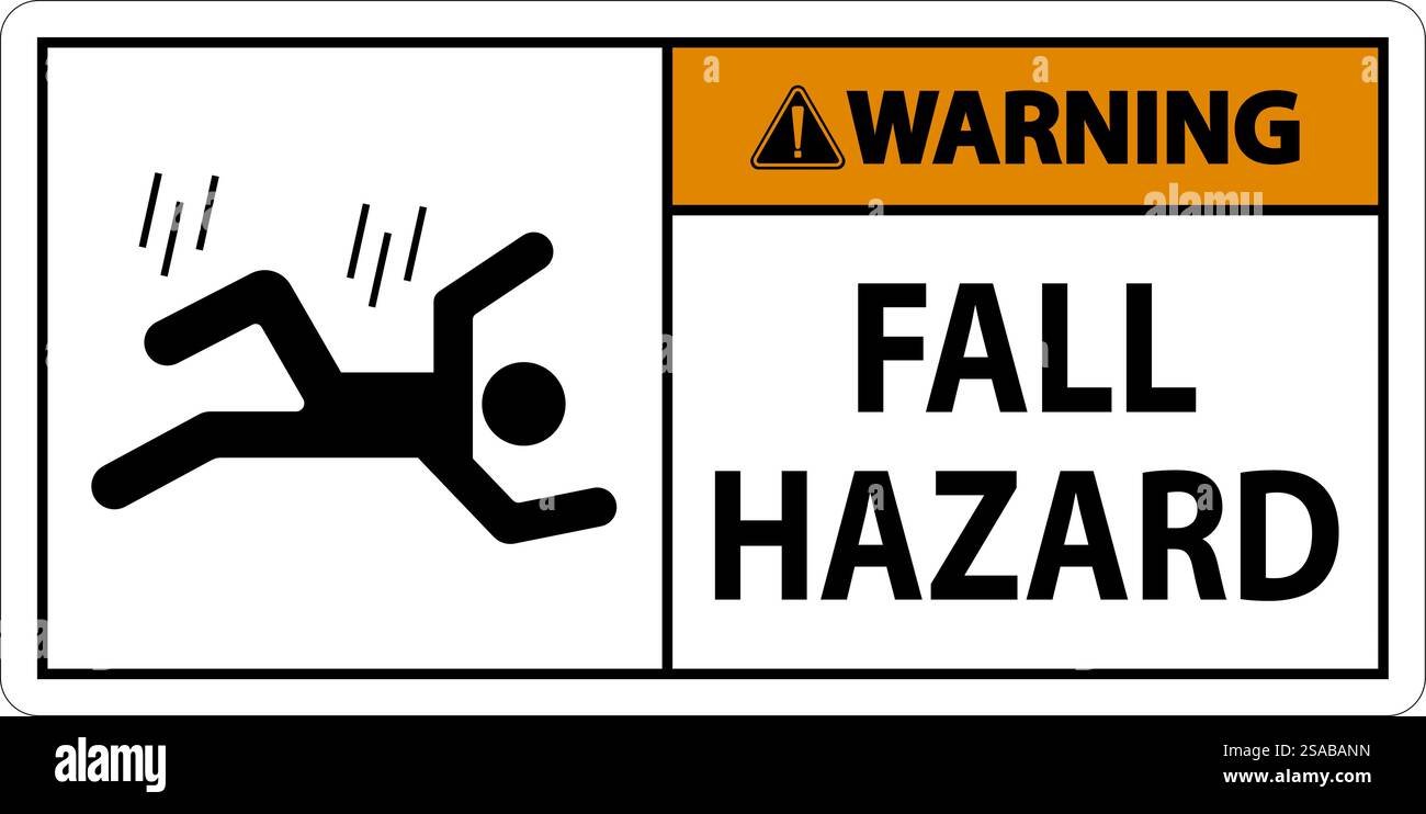 Warning Sign, Fall Hazard Stock Vector Image & Art - Alamy