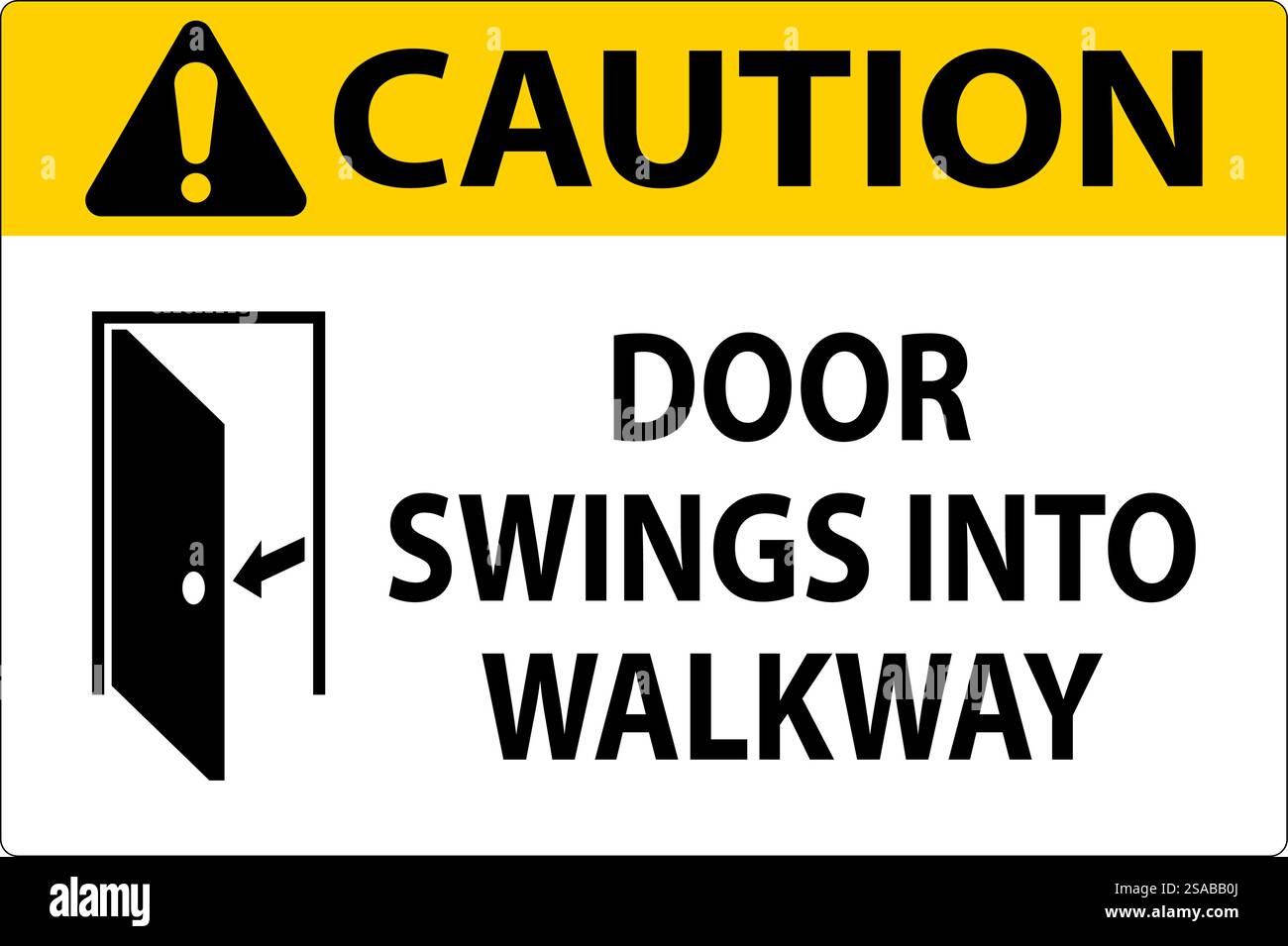 Caution Sign, Door Swings Into Walkway Stock Vector Image & Art - Alamy