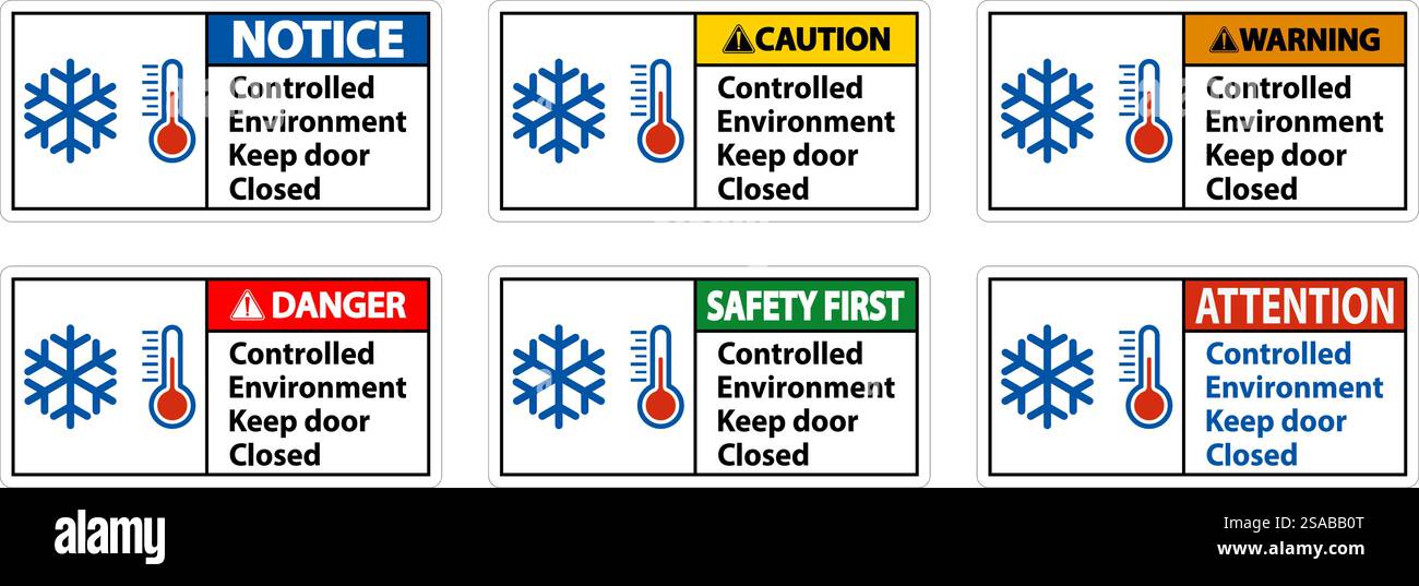 Notice Sign, Controlled Environment Keep Door Closed Stock Vector Image ...