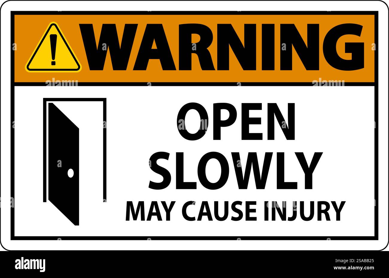 Warning Sign, Open Slowly, May Cause Injury Stock Vector Image & Art ...