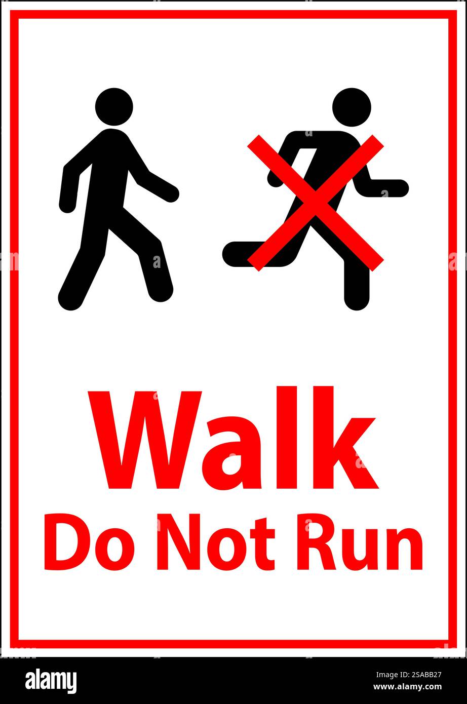 No Running Safety Sign, Attention - Walk, Do Not Run Stock Vector Image ...