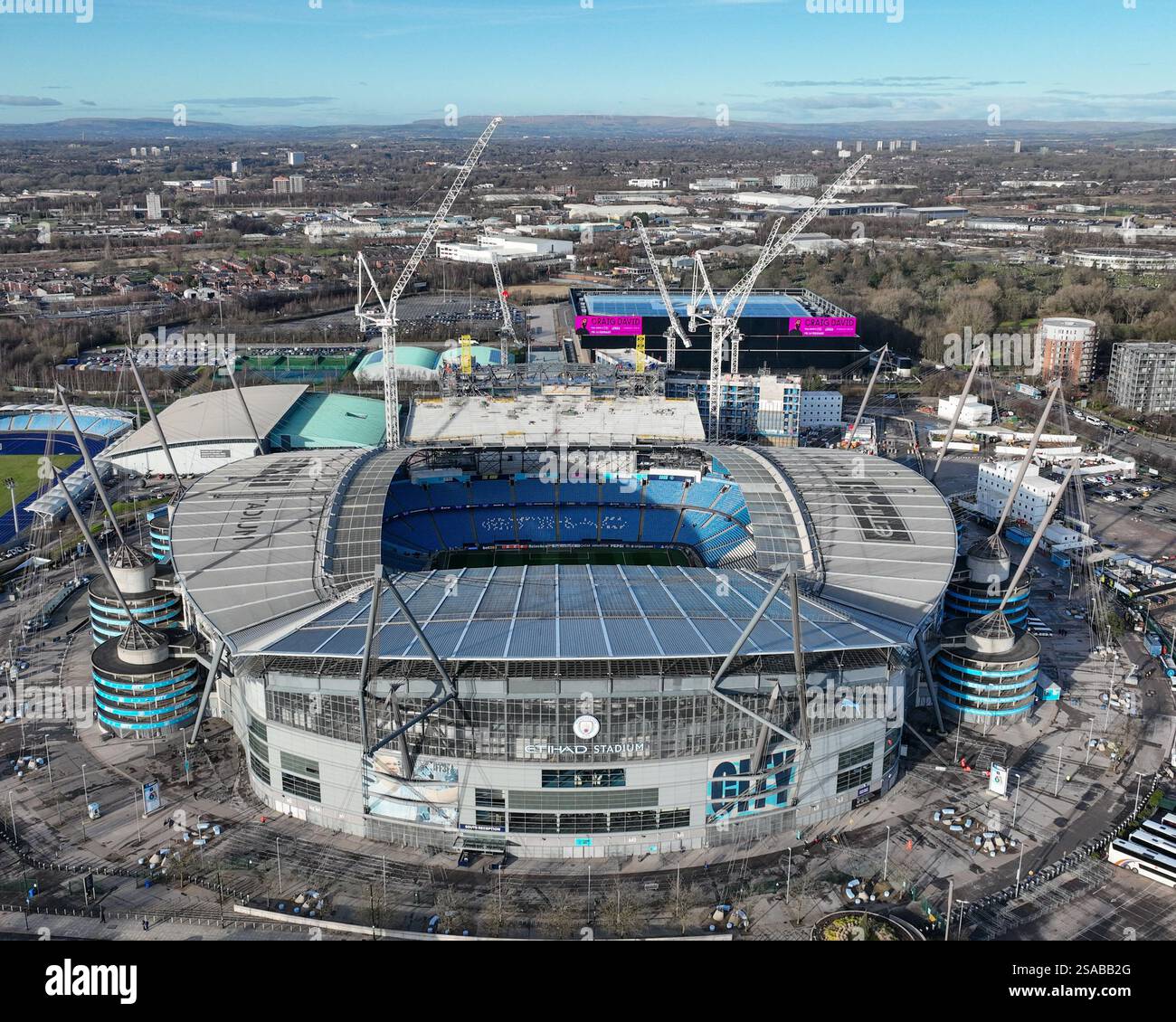 An aerial view of the Etihad Stadium during the UEFA Champions League ...