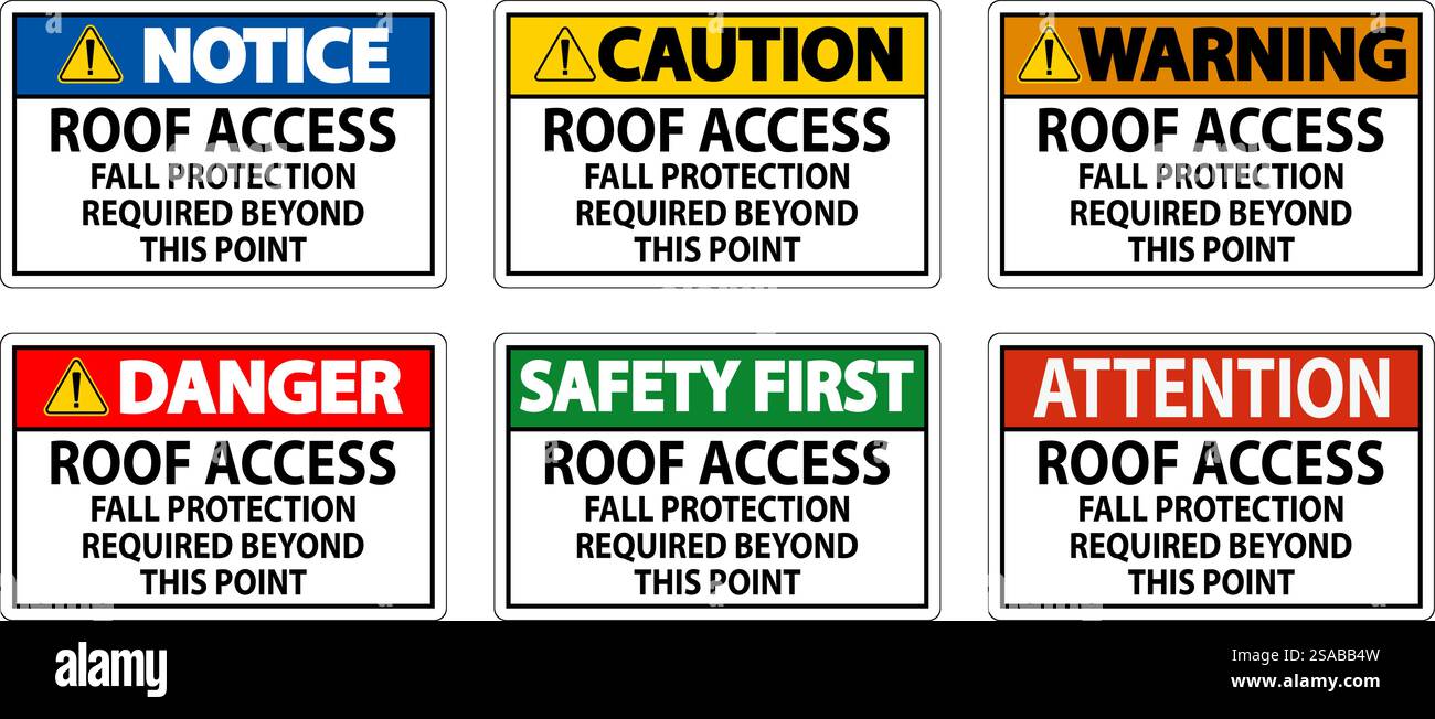 Danger Sign, Roof Access, Fall Protection Required Beyond This Point ...