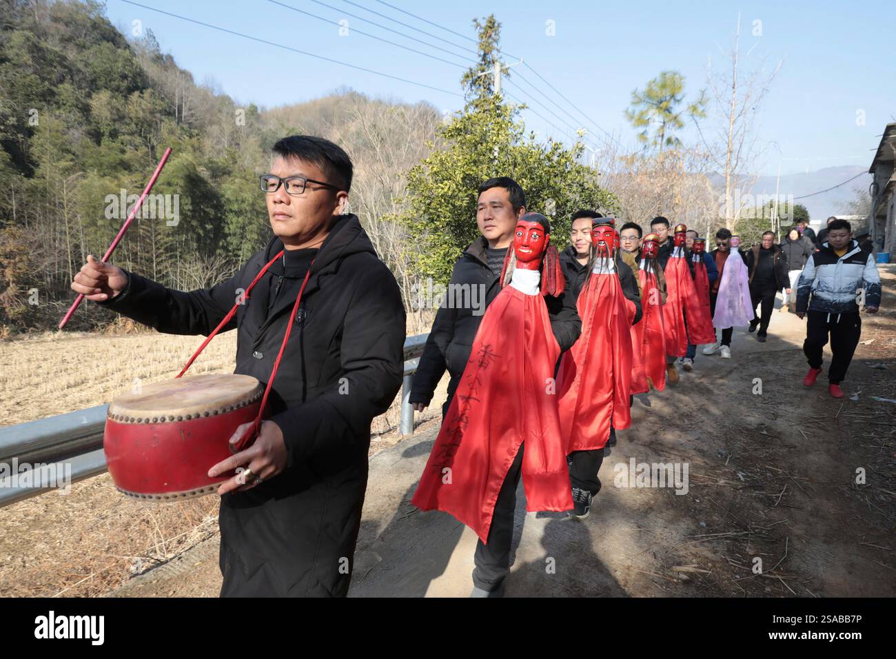 Villagers parade with the figureheads in the traditional event of Pan ...