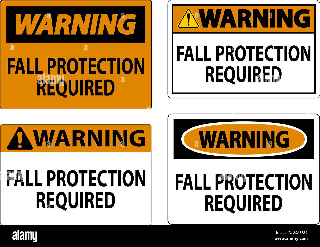 Warning Sign, Fall Protection Required Stock Vector Image & Art - Alamy