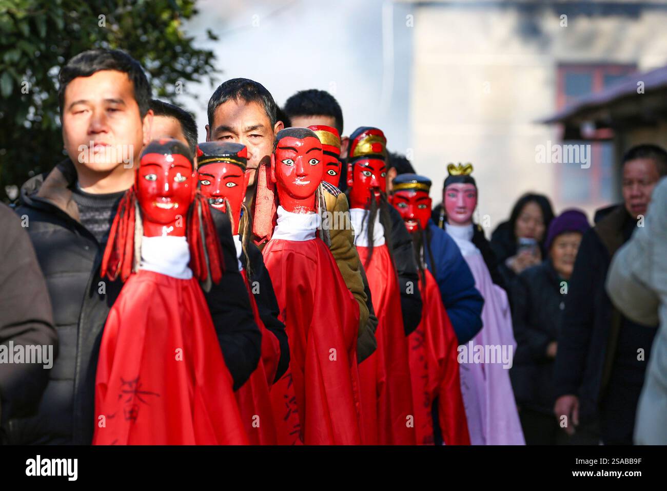 Villagers parade with the figureheads in the traditional event of Pan ...