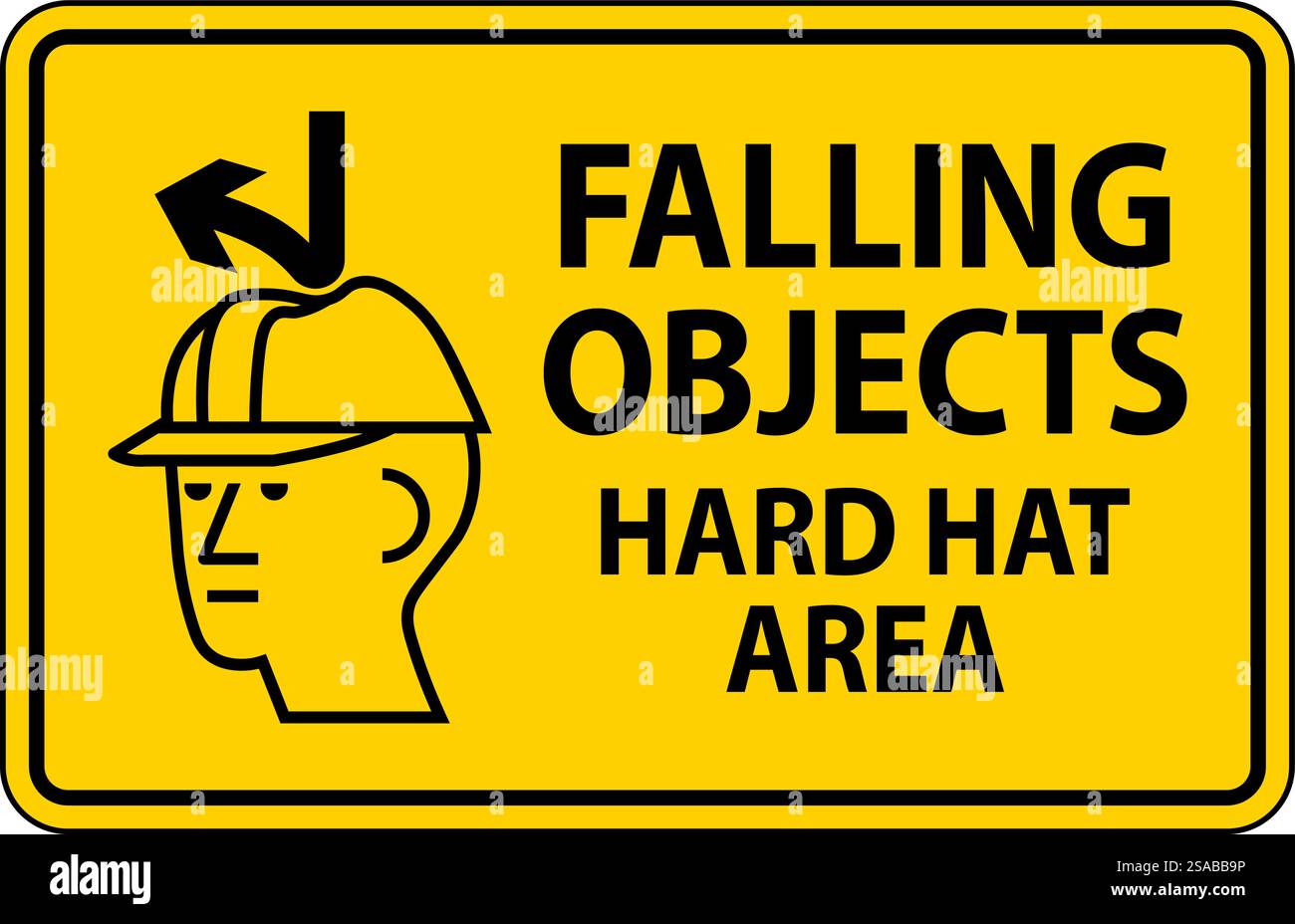Danger Sign, Falling Objects Hard Hat Area Stock Vector Image & Art - Alamy