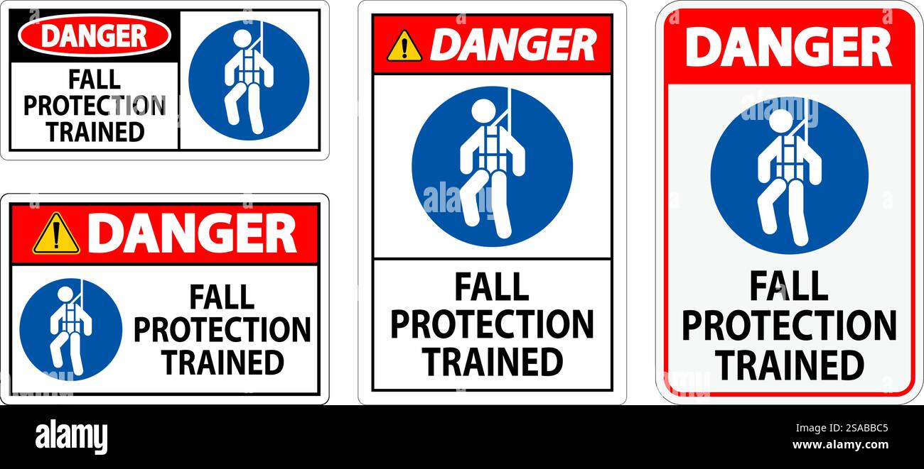 Hard Hat Decals, Danger Fall Protection Trained Stock Vector Image ...