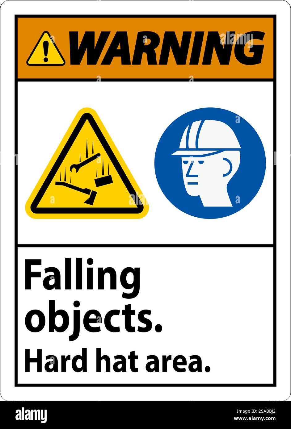 Warning Sign, Falling Objects Hard Hat Area Stock Vector Image & Art ...