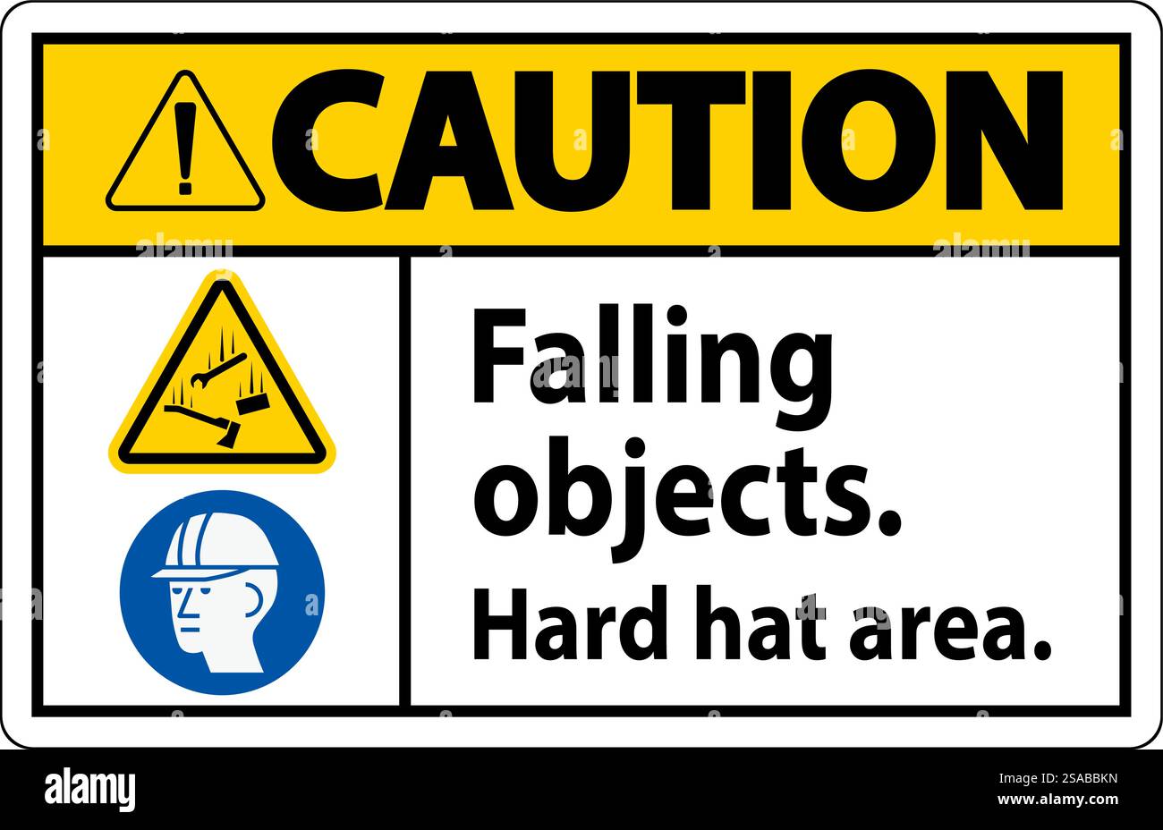 Caution Sign, Falling Objects Hard Hat Area Stock Vector Image & Art ...