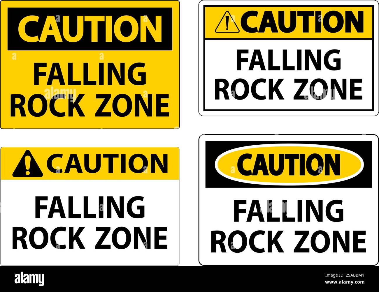 Caution Sign, Falling Rock Zone Stock Vector Image & Art - Alamy