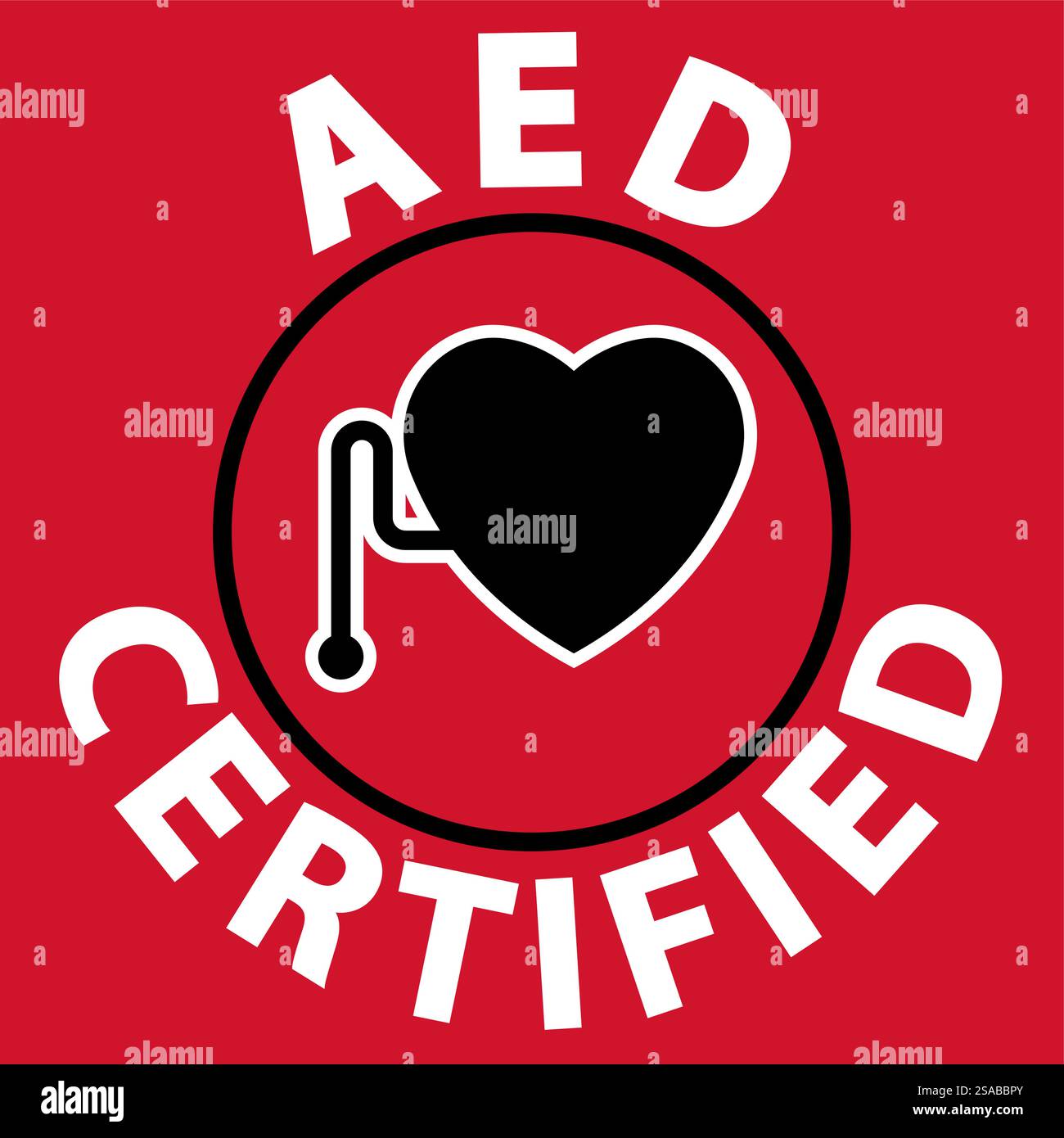 Emergency AED Certified Sign, Heart with AED Stock Vector Image & Art ...