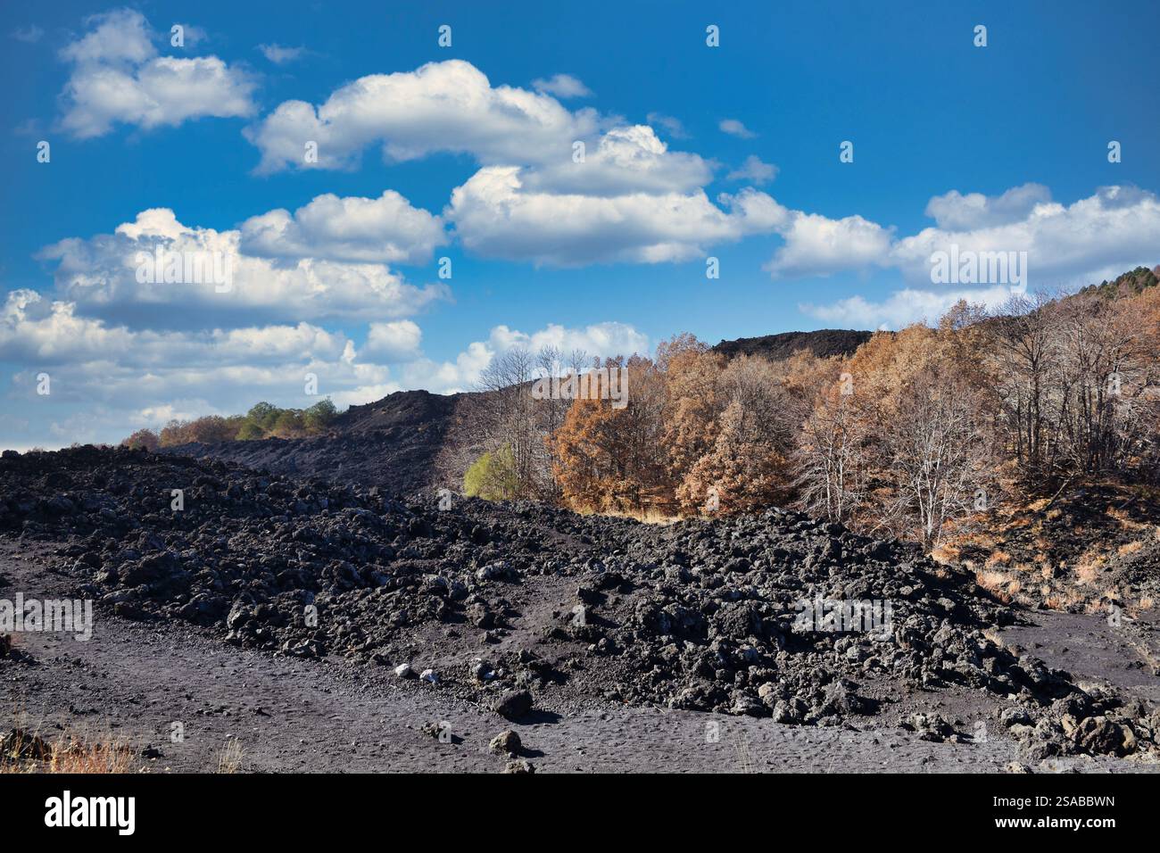 Volcanic ash at the base of Mount Etna in Catania (Sicily) in Italy ...
