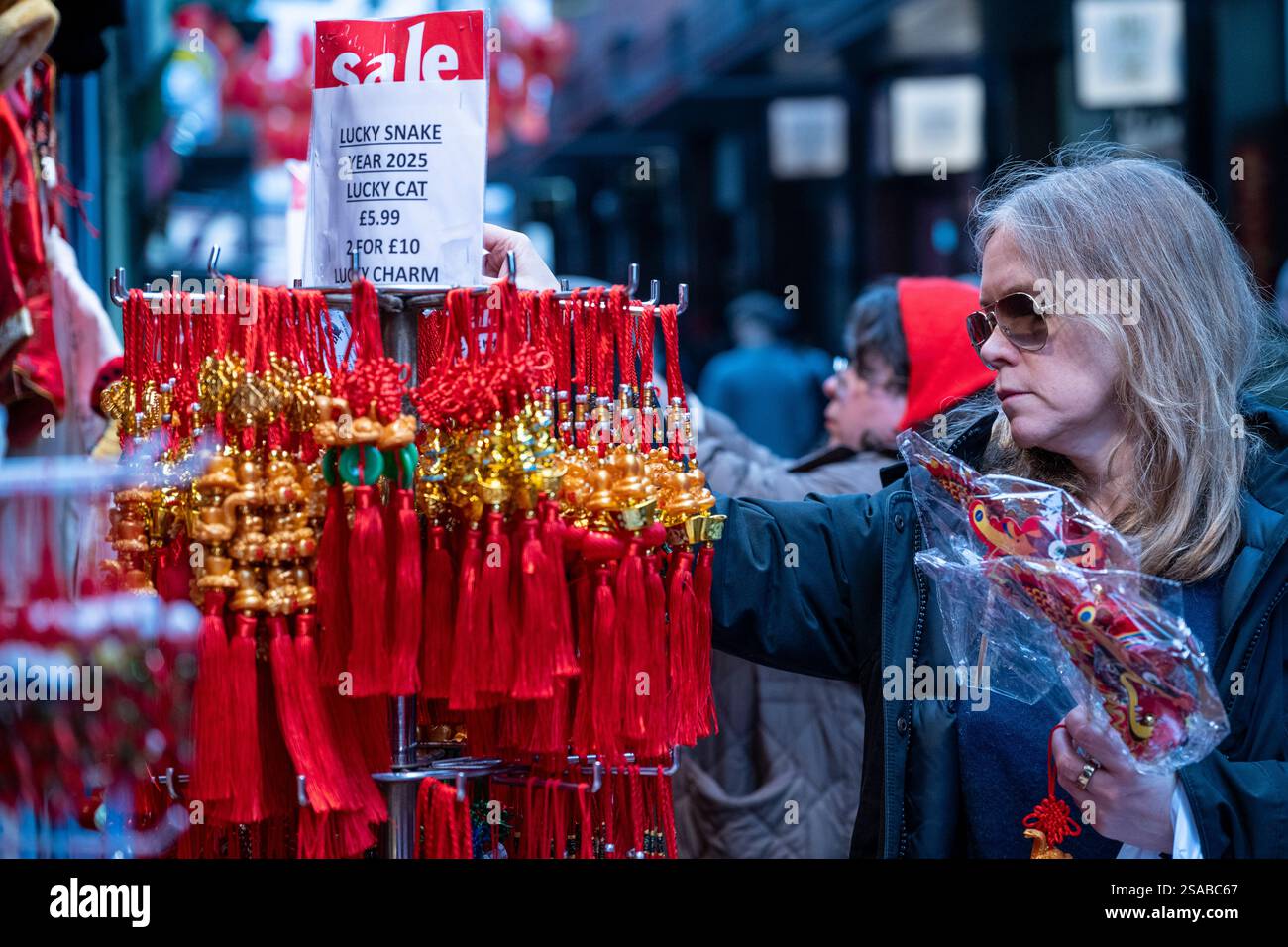 London, UK. 29 January 2025. Festive souvenirs on sale in Chinatown as ...